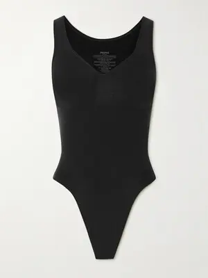 SKIMS Seamless Sculpt Scoop Neck Thong Bodysuit - Black