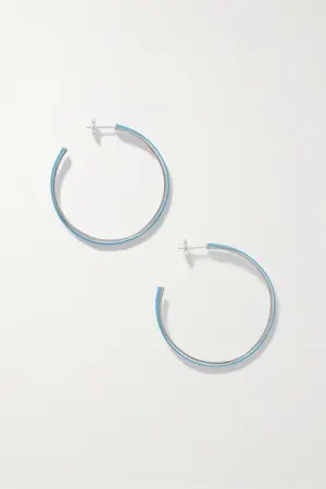 Fry Powers Silver And Enamel Hoop Earrings