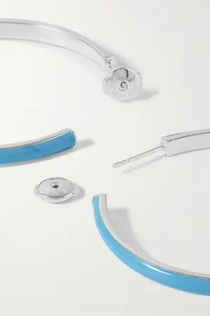 Fry Powers Silver And Enamel Hoop Earrings