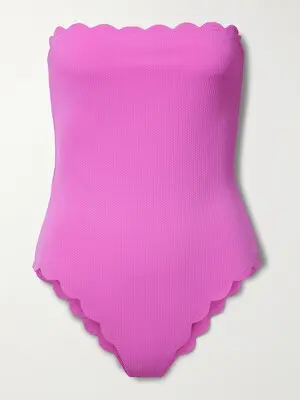 Marysia Net Sustain Chesapeake Strapless Seersucker Swimsuit - Pink