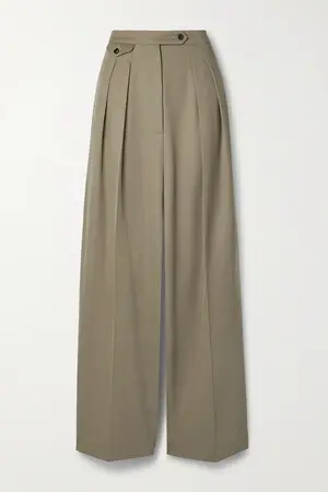 THE ROW Marcellita Pleated Wool-twill Wide-leg Pants