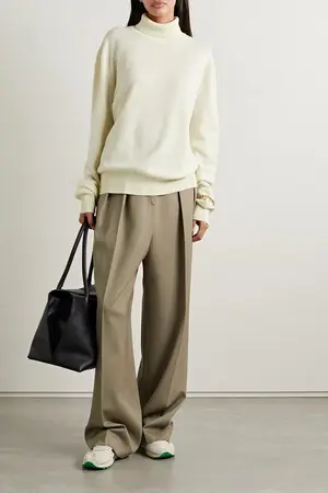 THE ROW Marcellita Pleated Wool-twill Wide-leg Pants