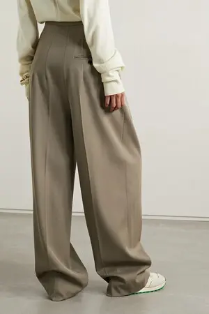 THE ROW Marcellita Pleated Wool-twill Wide-leg Pants