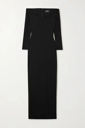 Solace London Tara Off-the-shoulder Stretch-crepe Gown - Black
