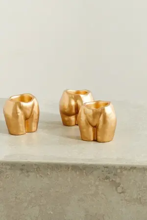 Anissa Kermiche Rock Bottom Set Of Three Ceramic Tea Light Holders - Neutrals