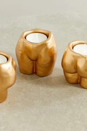 Anissa Kermiche Rock Bottom Set Of Three Ceramic Tea Light Holders