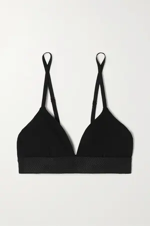 CDLP Net Sustain Stretch-tencel Lyocell Soft-cup Triangle Bra - Black