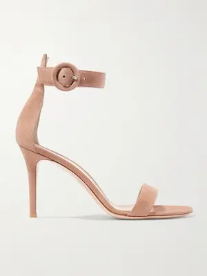 GIANVITO ROSSI Portofino 85 Suede Sandals - Neutrals