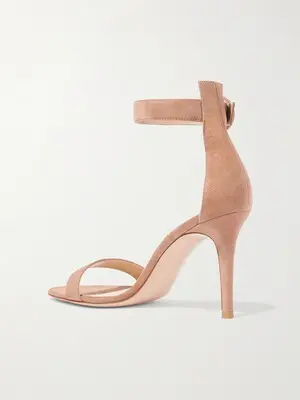 GIANVITO ROSSI Portofino 85 Suede Sandals - Neutrals