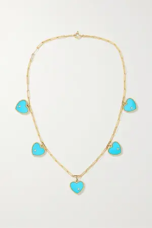 Yvonne Léon 9- And 18-karat Gold, Turquoise And Diamond Necklace - Blue