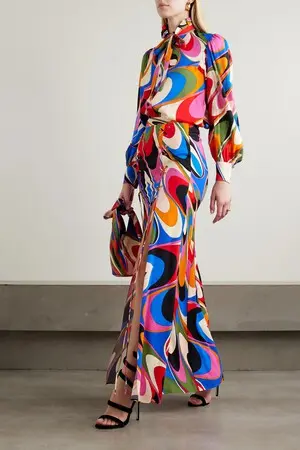 Emilio Pucci Printed Crepe Maxi Skirt