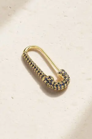 ANITA KO Safety Pin 18-karat Gold Sapphire Earring - Blue