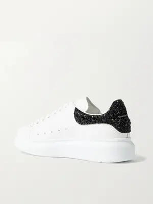 Alexander McQueen Crystal-embellished Leather Exaggerated-sole Sneakers