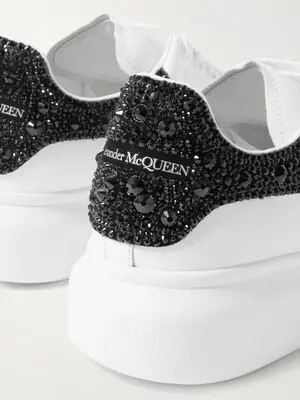 Alexander McQueen Crystal-embellished Leather Exaggerated-sole Sneakers