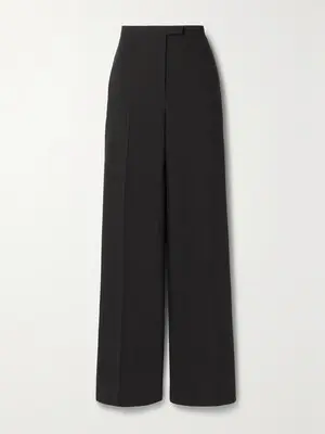 THE ROW Elia Wool And Silk-blend Piqué Straight-leg Pants