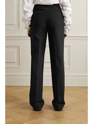THE ROW Elia Wool And Silk-blend Piqué Straight-leg Pants