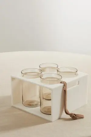 Brunello Cucinelli Set Of Four Water Glasses With Krion Holder - Neutrals