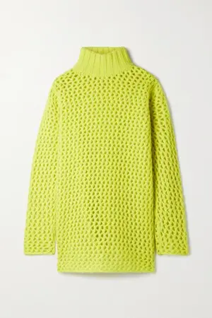 THE ELDER STATESMAN Open-knit Cashmere Turtleneck Sweater