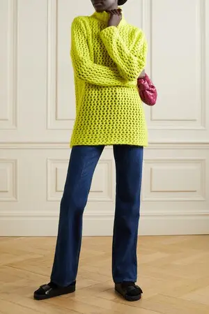THE ELDER STATESMAN Open-knit Cashmere Turtleneck Sweater