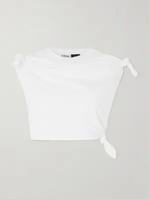 Loewe Cropped Knotted T-shirt - White