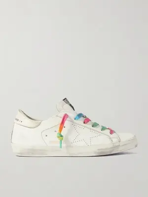 GOLDEN GOOSE Superstar Perforated Distressed Leather Sneakers - White