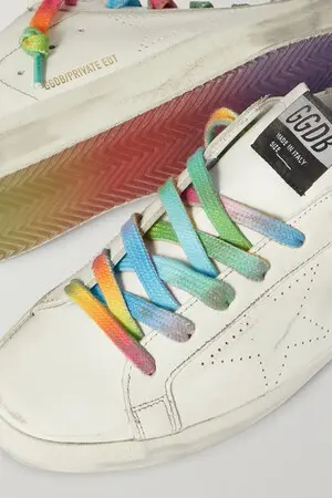 GOLDEN GOOSE Superstar Perforated Distressed Leather Sneakers - White