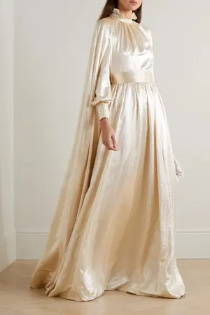 Erdem Macie Cape-effect Belted Gown