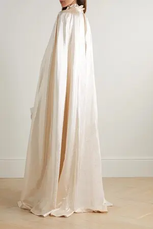 Erdem Macie Cape-effect Belted Gown