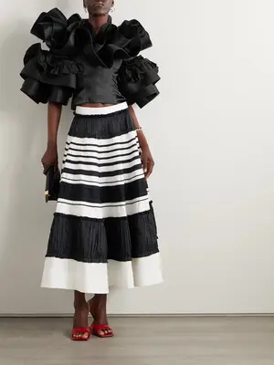 Christopher John Rogers Ruffled Silk-taffeta Top