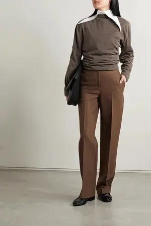 THE ROW Elia Wool And Silk-blend Twill Straight-leg Trousers