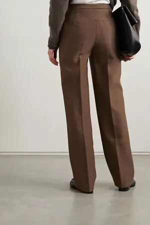 THE ROW Elia Wool And Silk-blend Twill Straight-leg Trousers