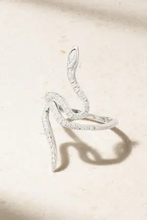 Ileana Makri Queen Curled Snake Diamond Ring - Gold