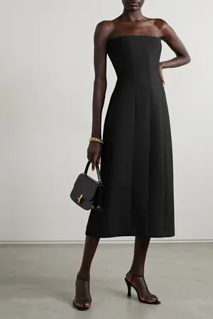 THE ROW Melonia Strapless Paneled Scuba Midi Dress
