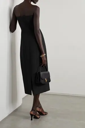 THE ROW Melonia Strapless Paneled Scuba Midi Dress