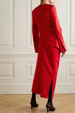 THE ROW Lucienne Ruched Wool-blend Midi Dress