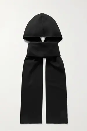 THE ROW Gordie Hooded Brushed-cashmere Scarf - Black