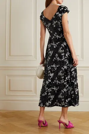 Erdem Garnet Sequined Embroidered Organza Midi Dress