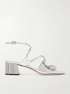 JIMMY CHOO Azila 45 Metallic Leather Sandals - Silver