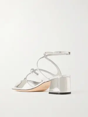 JIMMY CHOO Azila 45 Metallic Leather Sandals - Silver
