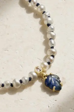 AMRAPALI LONDON 18-karat Gold, Cord, Pearl, Sapphire, And Diamond Anklet