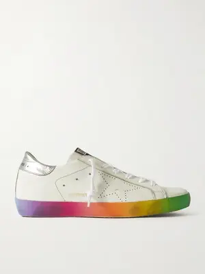 GOLDEN GOOSE Superstar Distressed Perforated Leather Sneakers - White