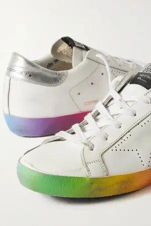 GOLDEN GOOSE Superstar Distressed Perforated Leather Sneakers - White