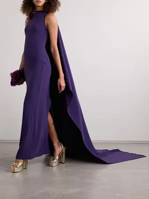 Solace London Crepe Cape-effect Gown