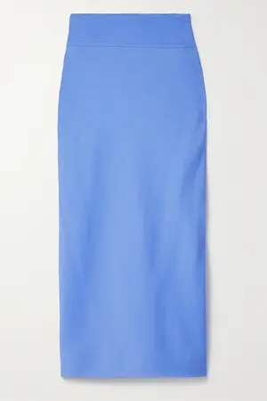 Another Tomorrow Crepe Midi Skirt - Blue
