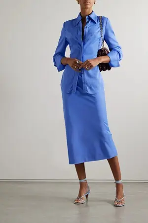 Another Tomorrow Crepe Midi Skirt