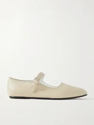 THE ROW Ava Leather Mary Jane Ballet Flats - Neutrals