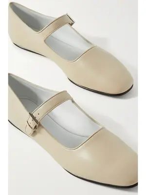 THE ROW Ava Leather Mary Jane Ballet Flats - Neutrals