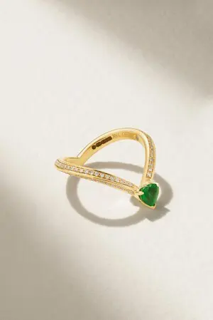 Shay 18-karat Emerald And Diamond Pinky Ring - Gold