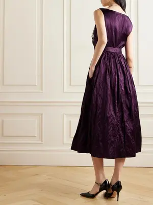 Erdem Embellished Sequined Satin Midi Dress