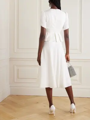 Erdem Embellished Crepe Peplum Midi Dress